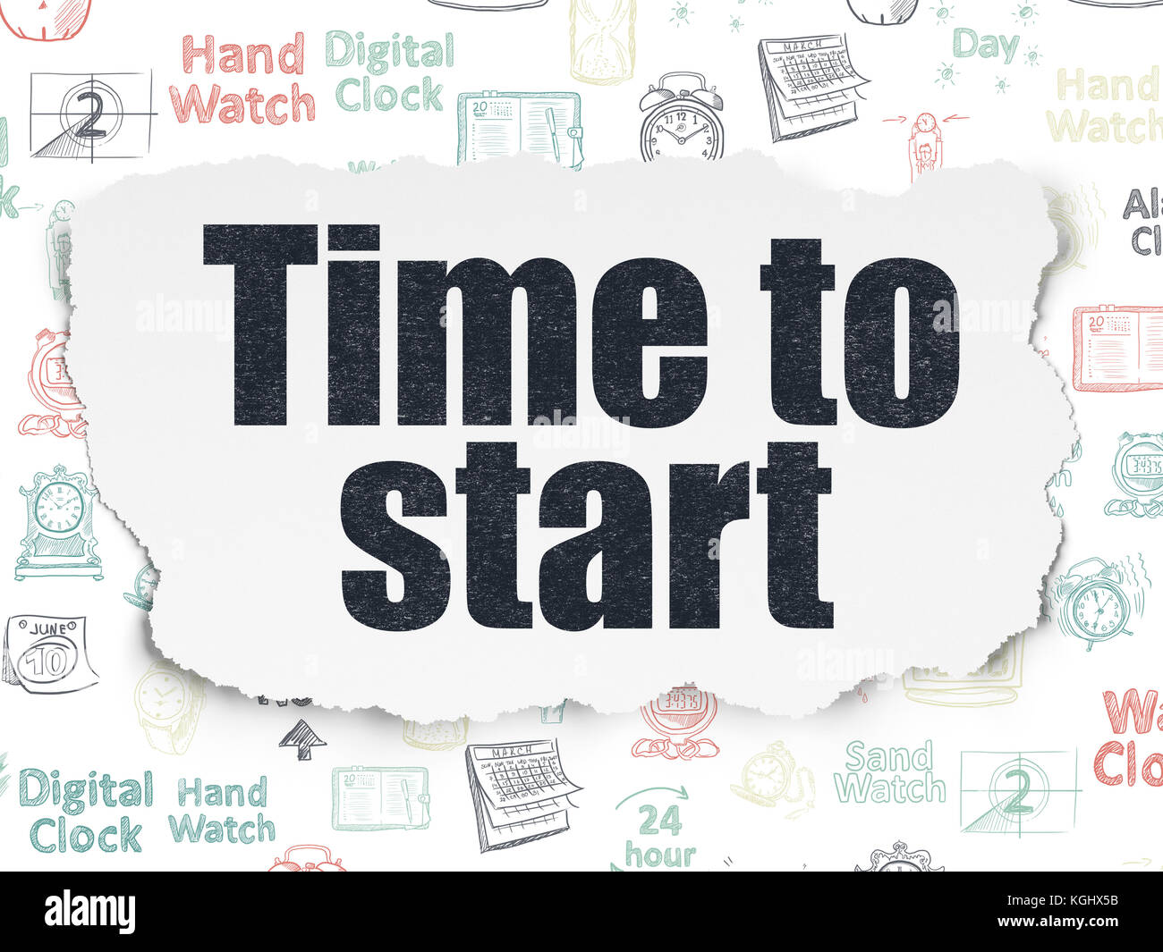 Timeline concept: Time to Start on Torn Paper background Stock Photo ...