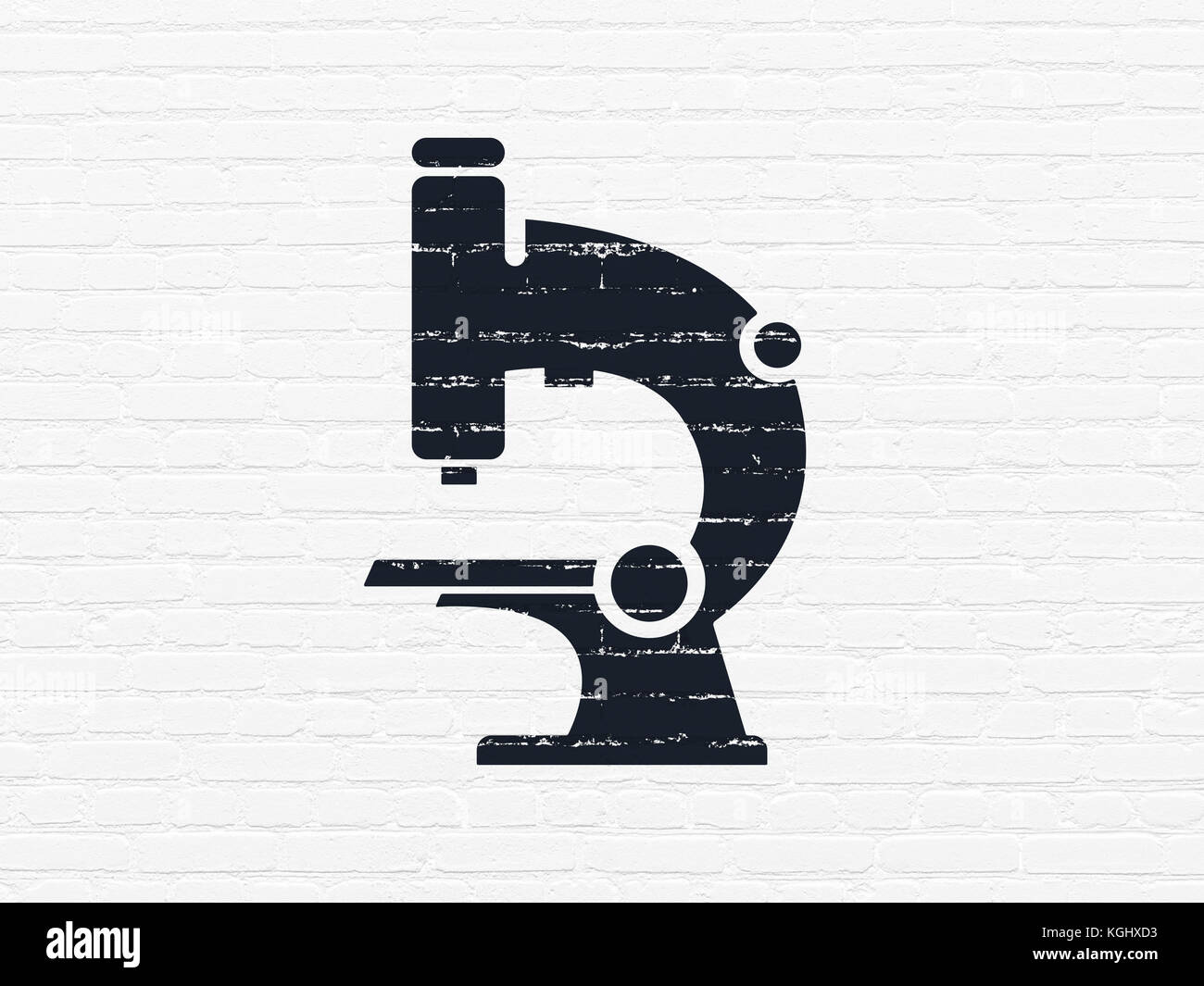 Science concept: Microscope on wall background Stock Photo - Alamy