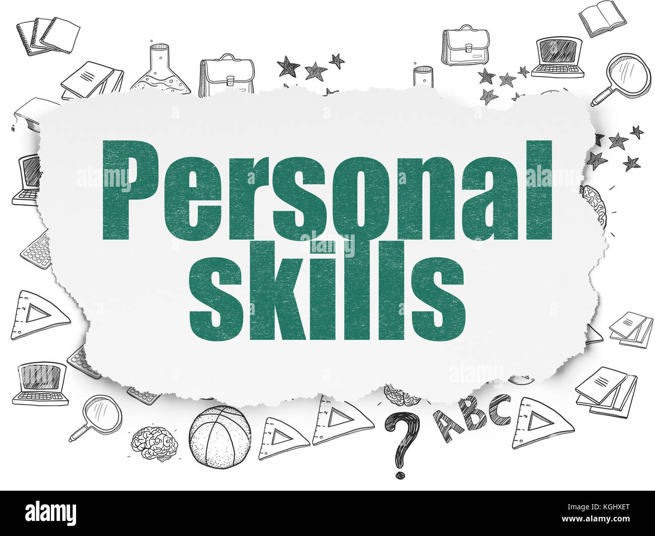 Learning concept: Personal Skills on Torn Paper background Stock Photo ...