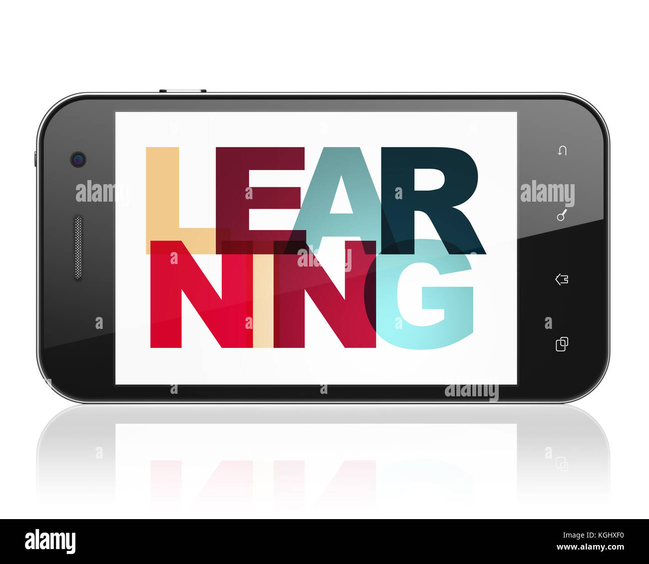 Studying concept: Smartphone with Learning on display Stock Photo - Alamy