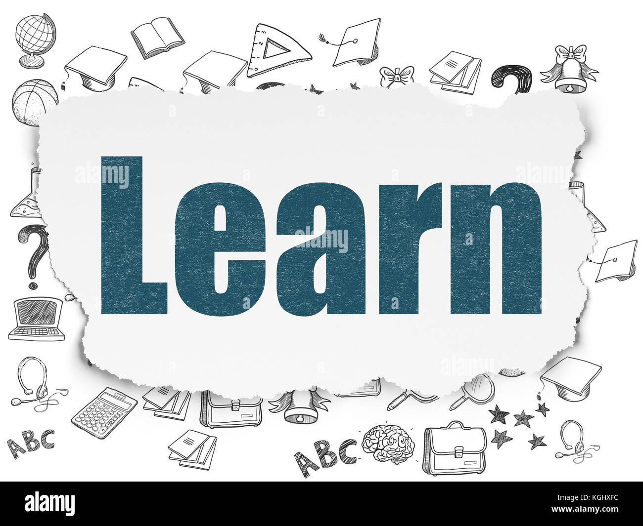 Education concept: Learn on Torn Paper background Stock Photo - Alamy