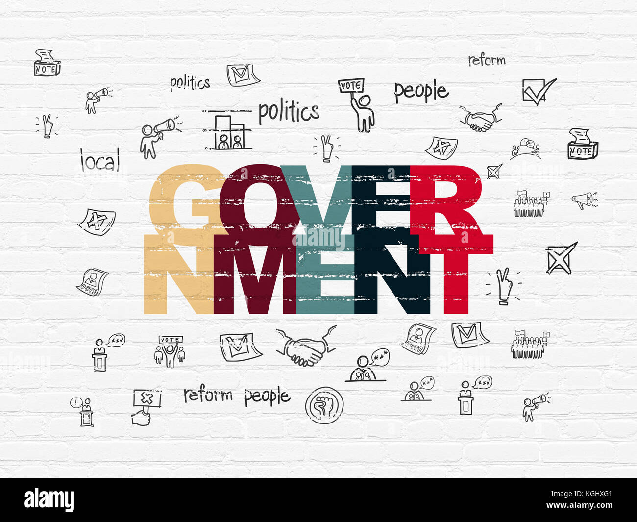 Politics concept: Government on wall background Stock Photo - Alamy