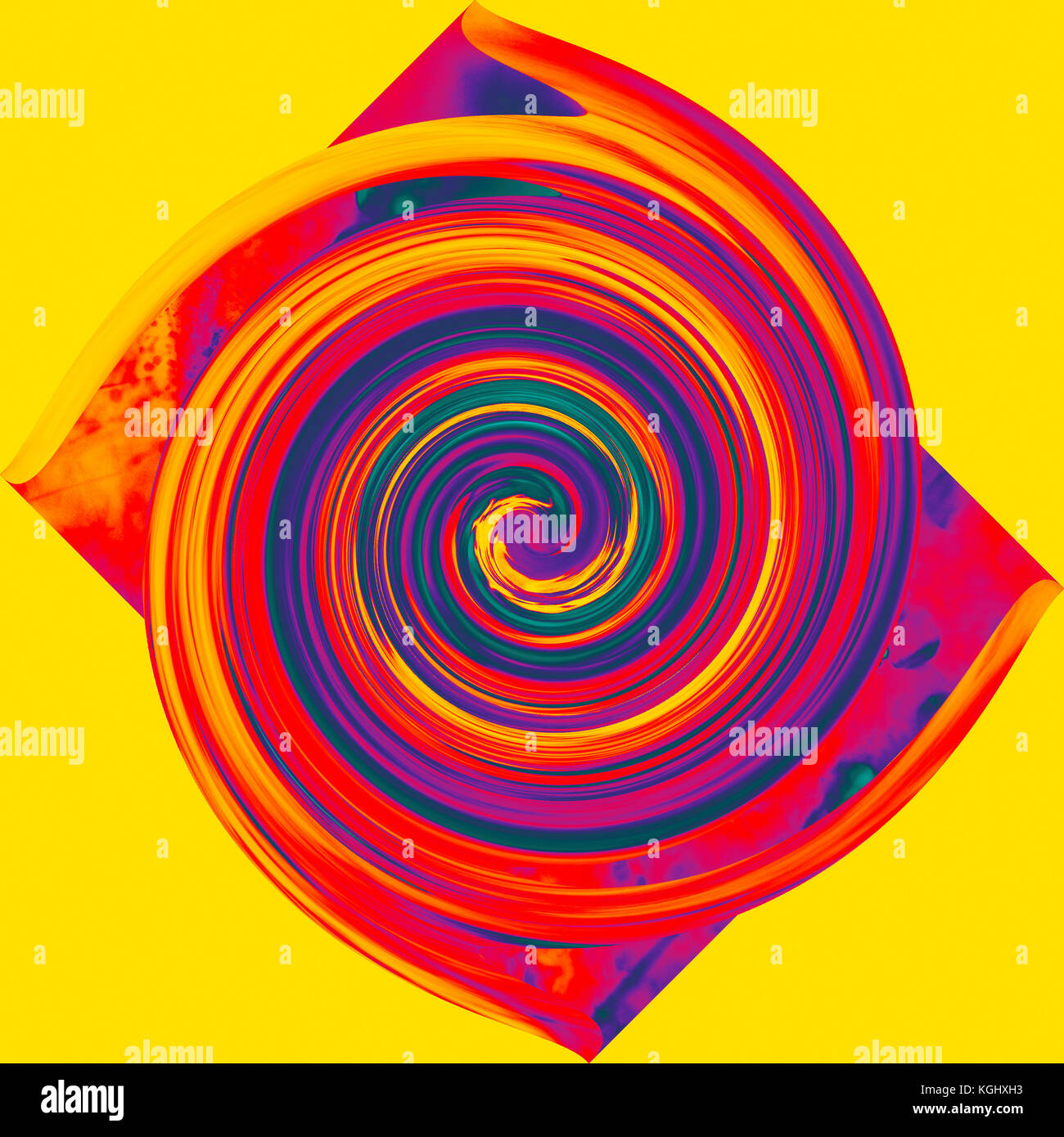 Colorful creative abstract spiral on yellow background Stock Photo - Alamy