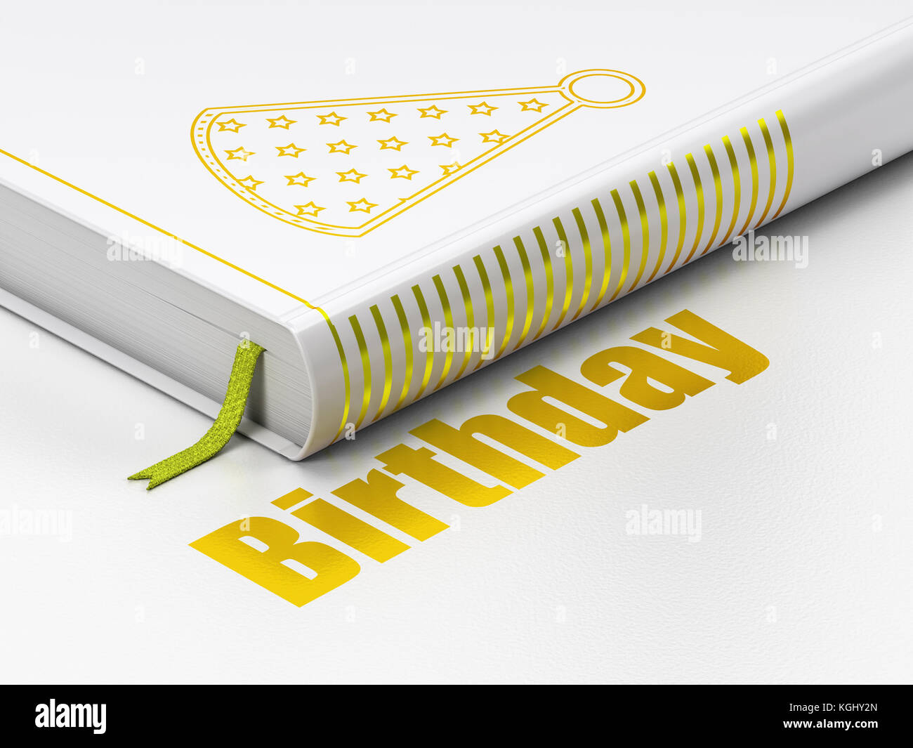 Holiday concept: book Party Hat, Birthday on white background Stock ...