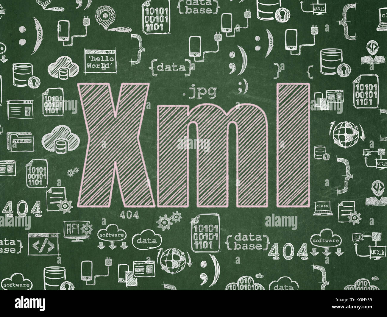 Programming concept: Xml on School board background Stock Photo - Alamy