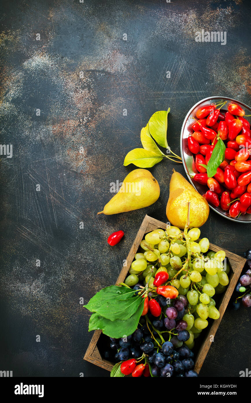 autumn fruits on a table, stock photo Stock Photo - Alamy
