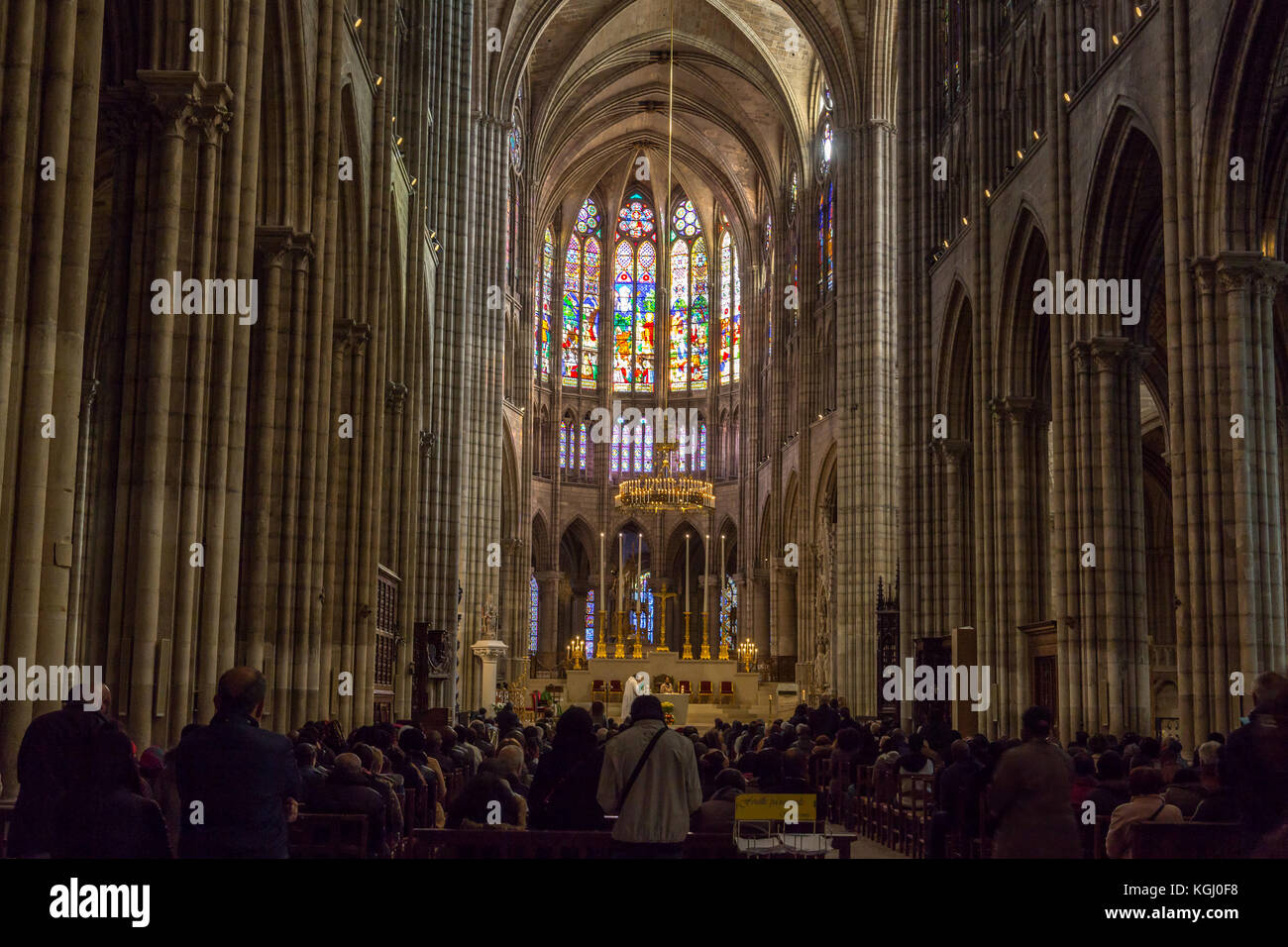 Interior of Saint-Denis Basilica, Paris, France. This is the first ...