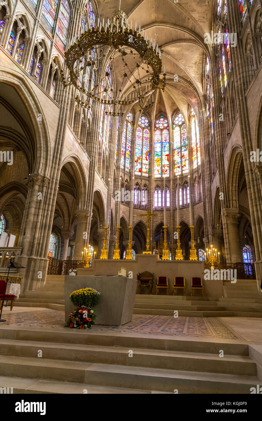 Interior of Saint-Denis Basilica, Paris, France. This is the first ...