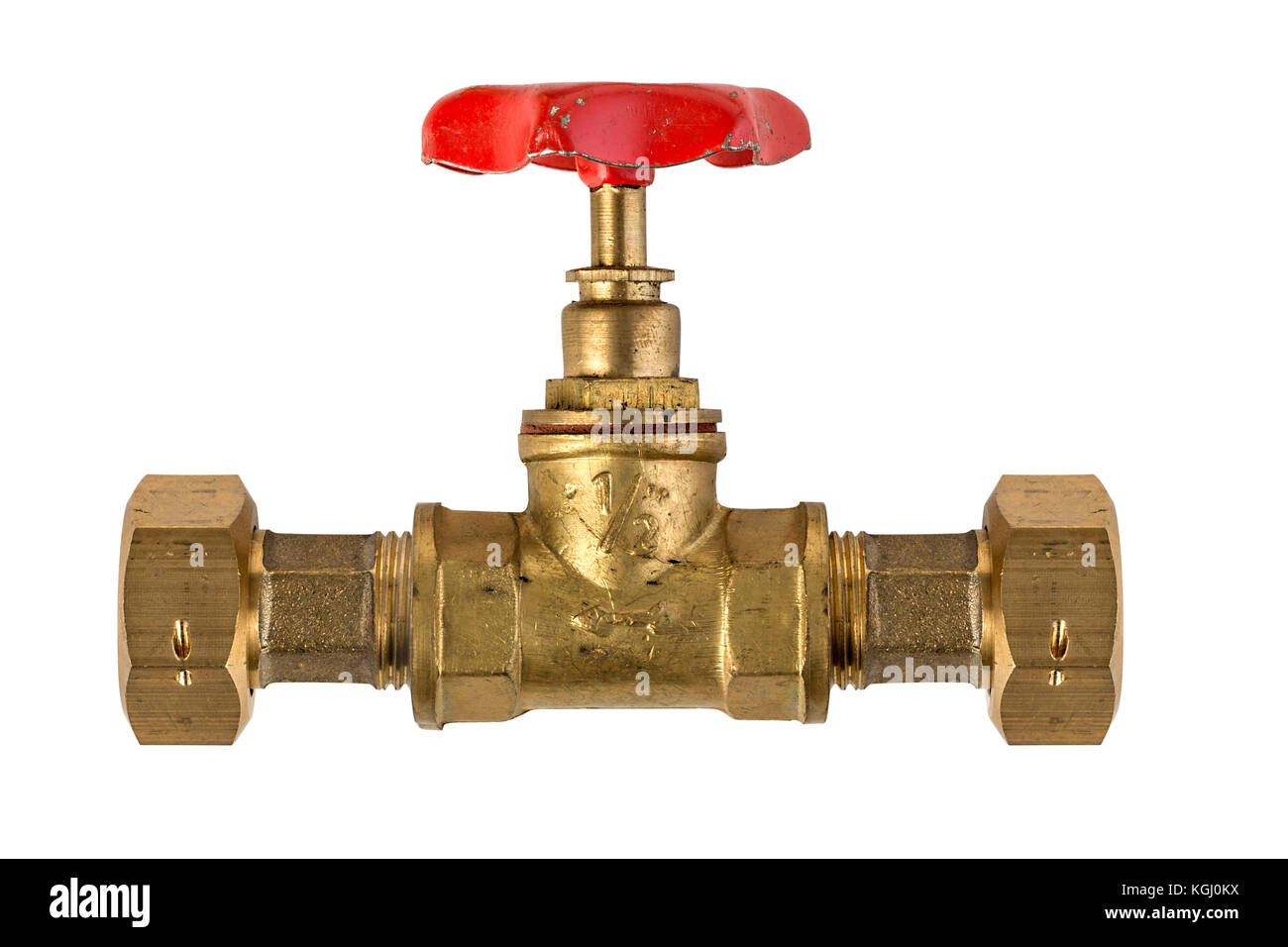 Copper stop valve on white background with clipping path Stock Photo ...