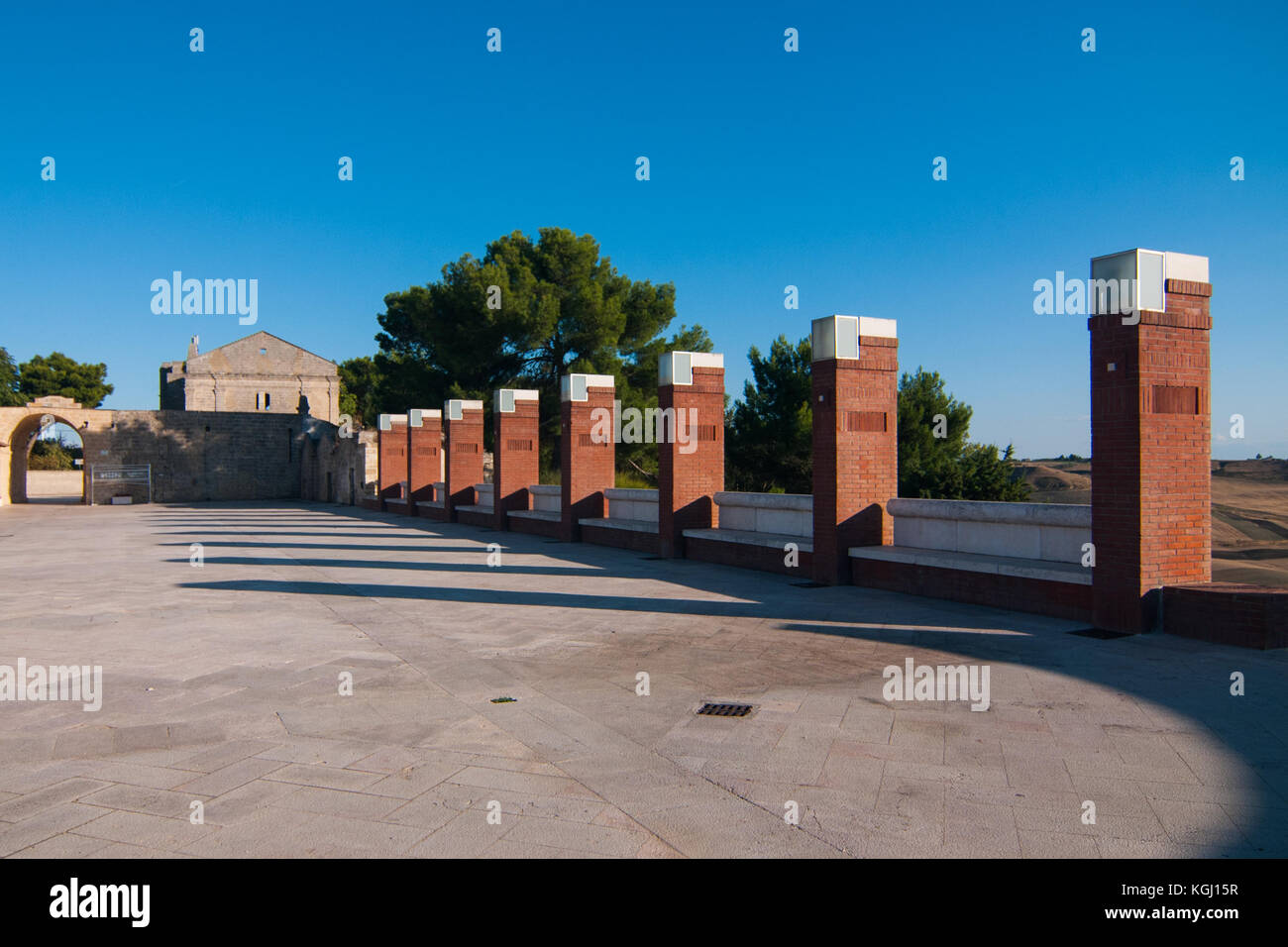 A view of the panoramic terrace of the village of Poggiorsini, Italy ...