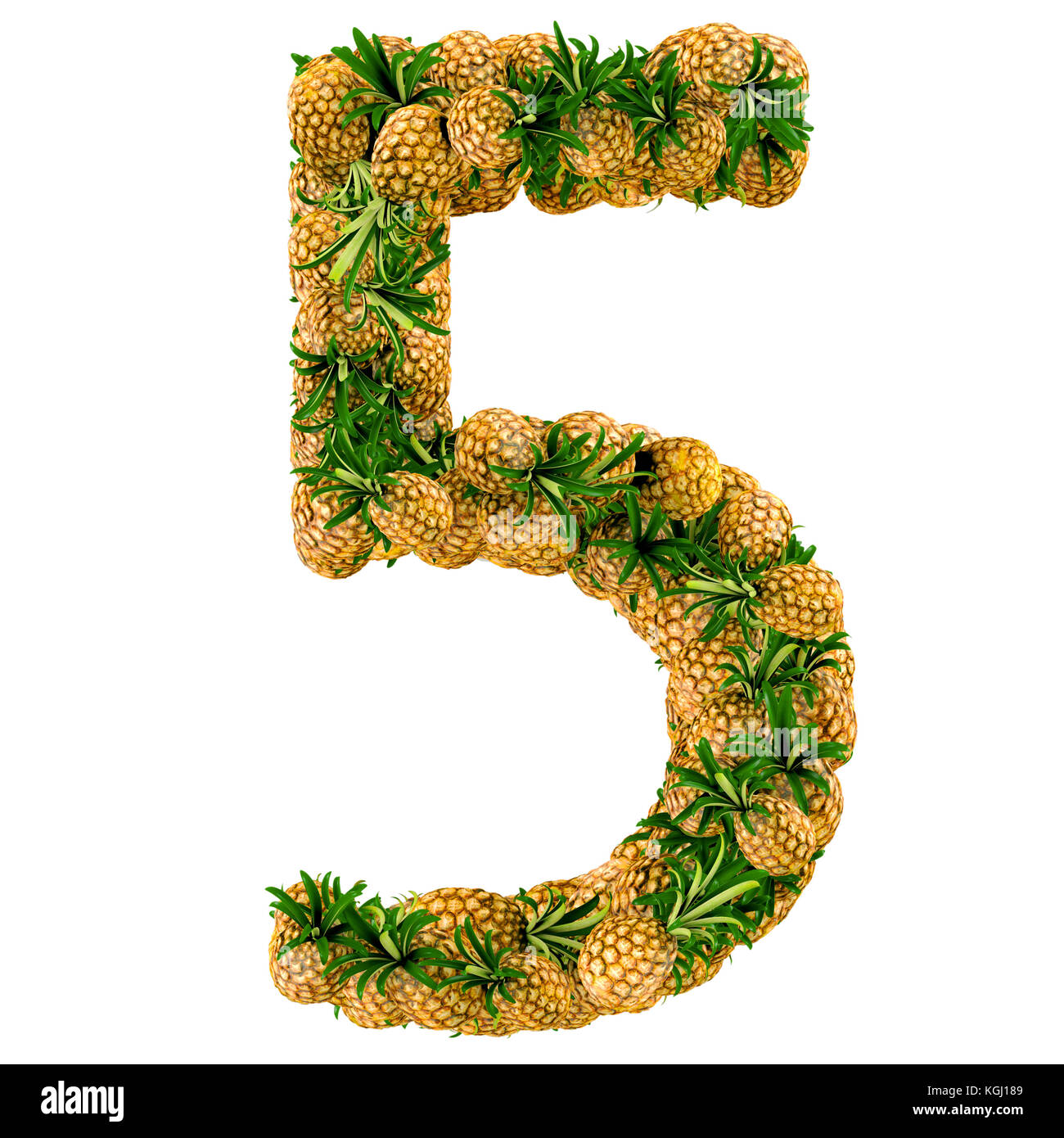 Five made from 3d pineapple. Isolated on a white Stock Photo - Alamy