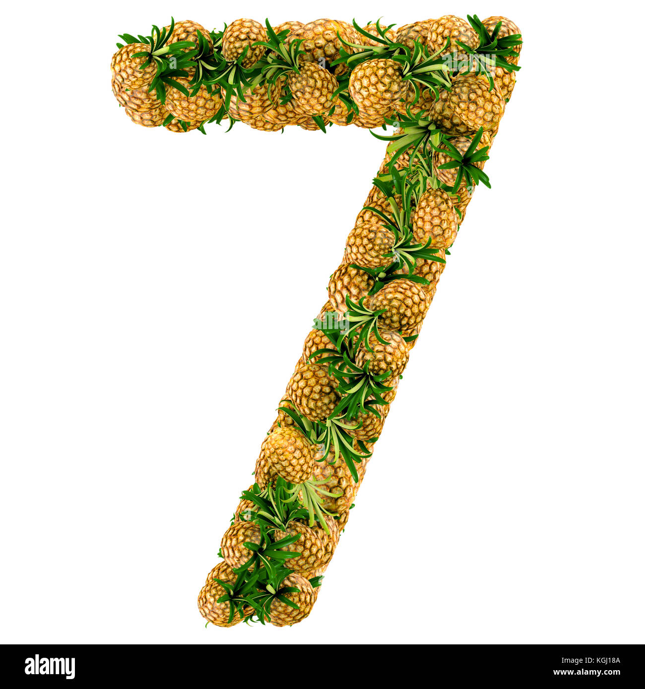 Seven made from 3d pineapple. Isolated on a white Stock Photo - Alamy