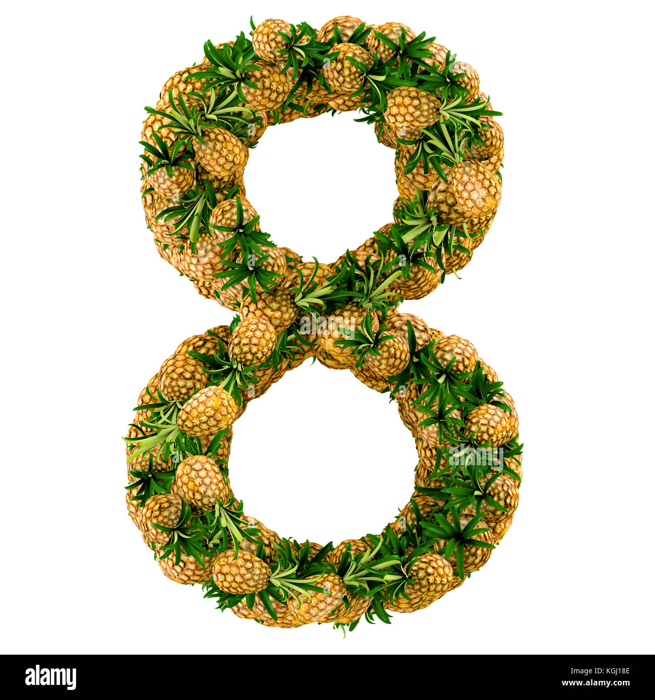 eight made from 3d pineapple. Isolated on a white Stock Photo - Alamy