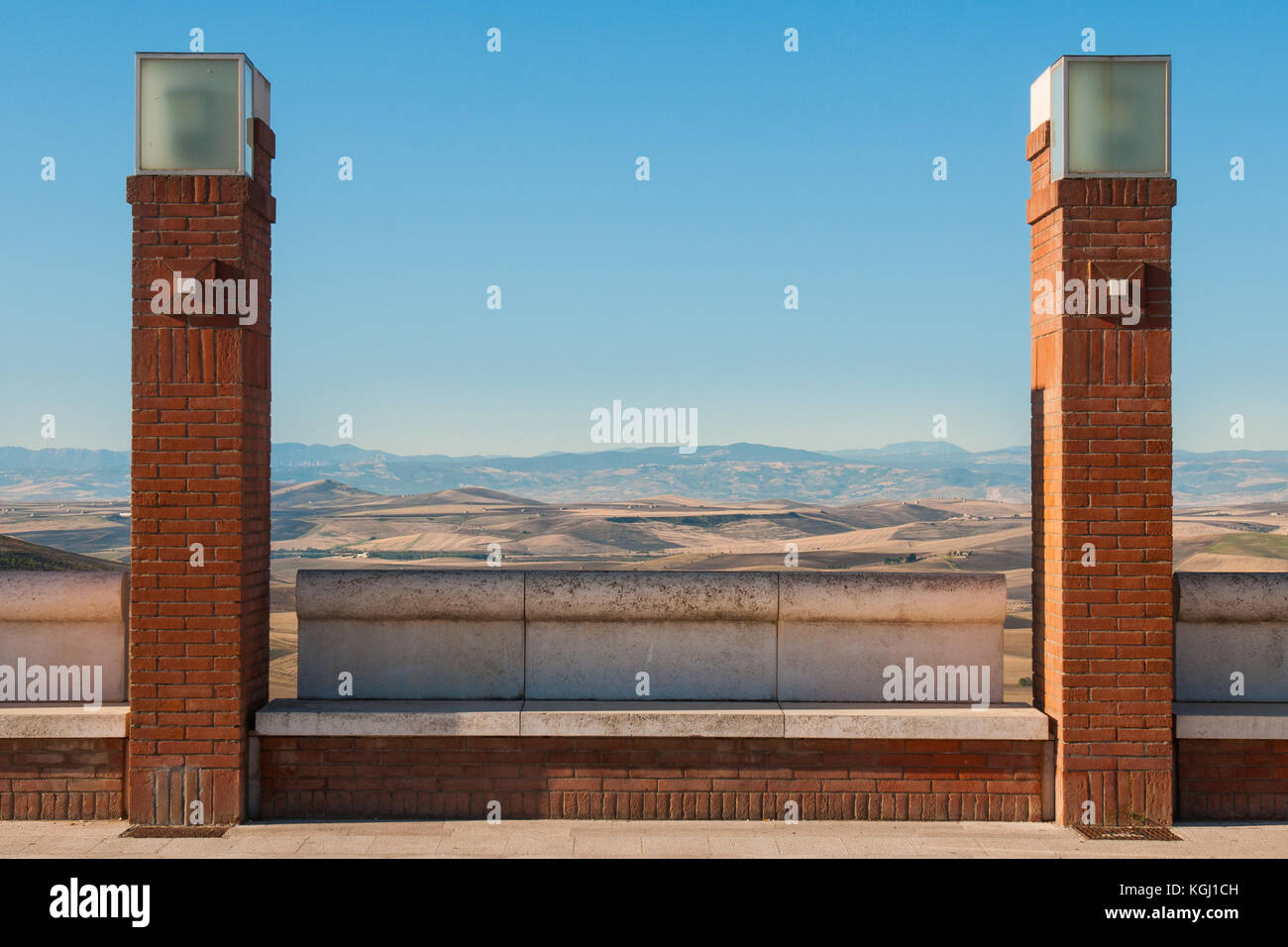 A view of the panoramic terrace of the village of Poggiorsini, Italy ...