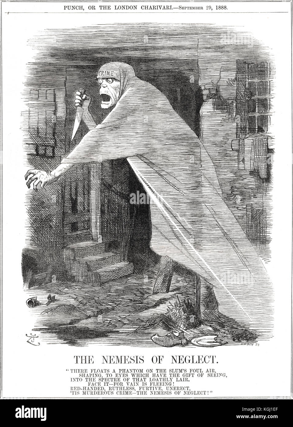Jack the Ripper Punch Cartoon 5, 1888, The nemesis of neglect Stock ...