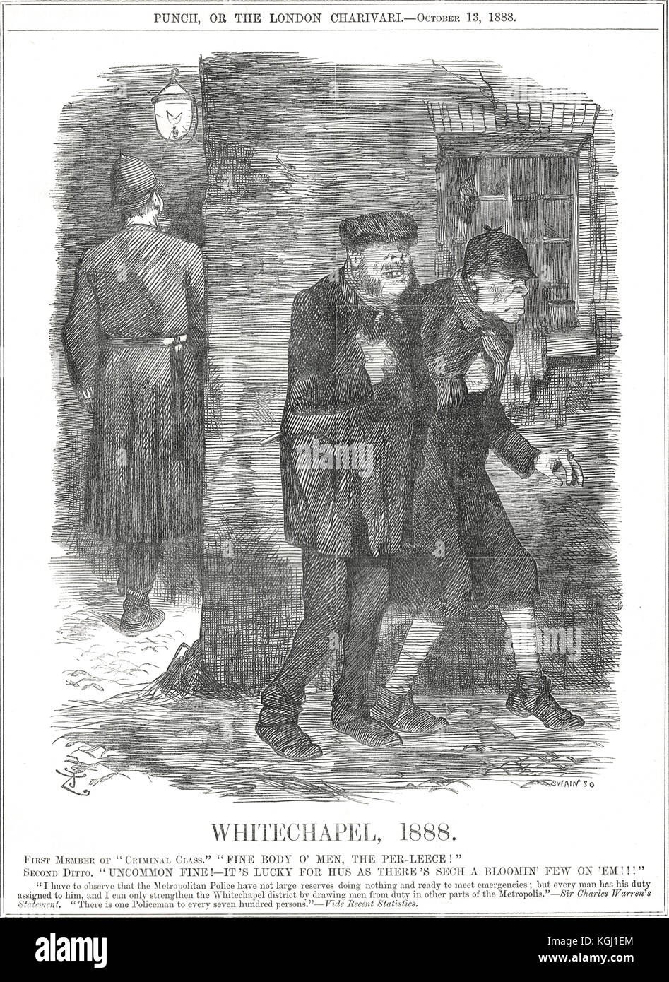 Jack the Ripper Punch Cartoon 3, 1888, Whitechapel fine body of men ...