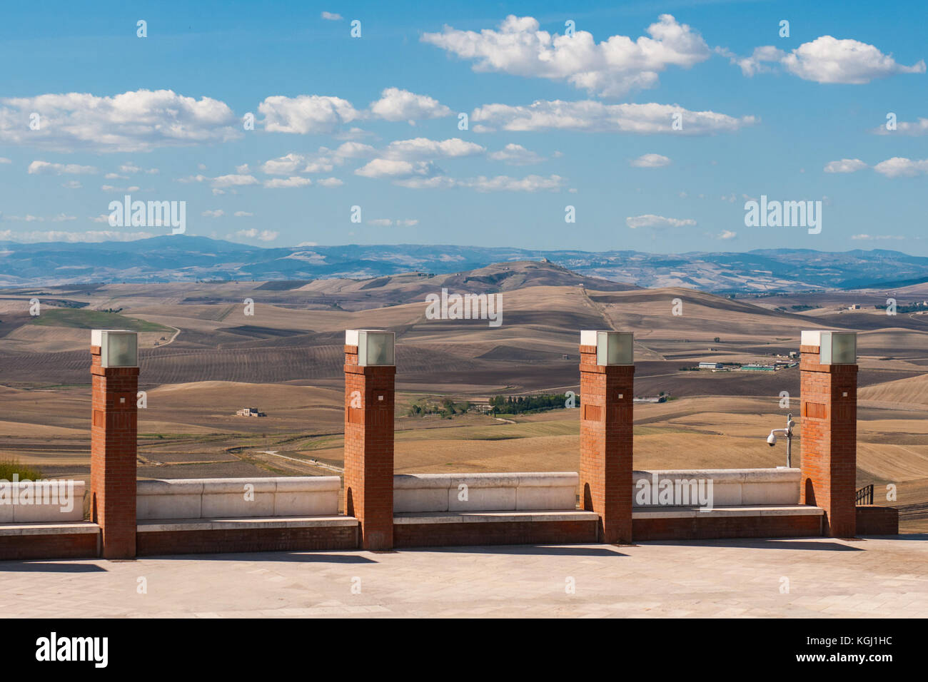 A view of the panoramic terrace of the village of Poggiorsini, Italy ...