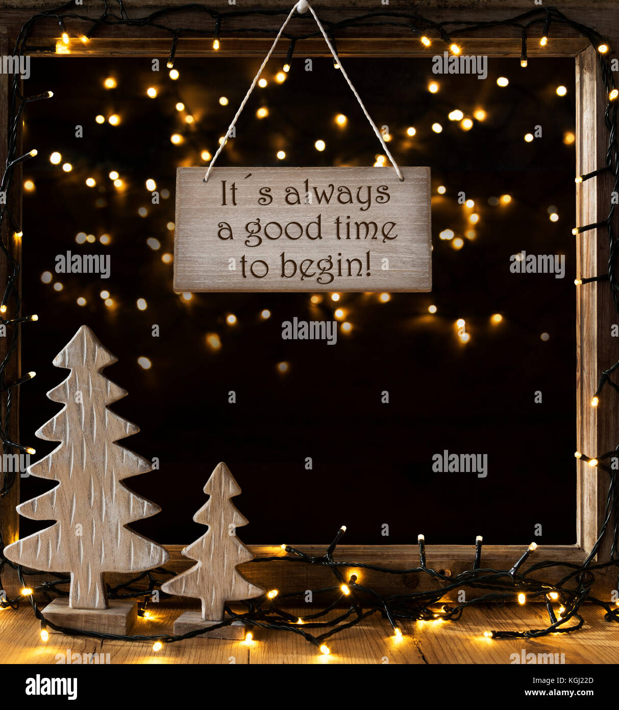 Window, Lights In Night, Always Good Time To Begin Stock Photo - Alamy