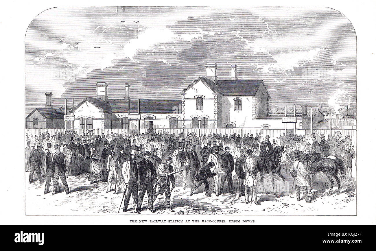 New railway station, Epsom Downs, 1865 Stock Photo - Alamy