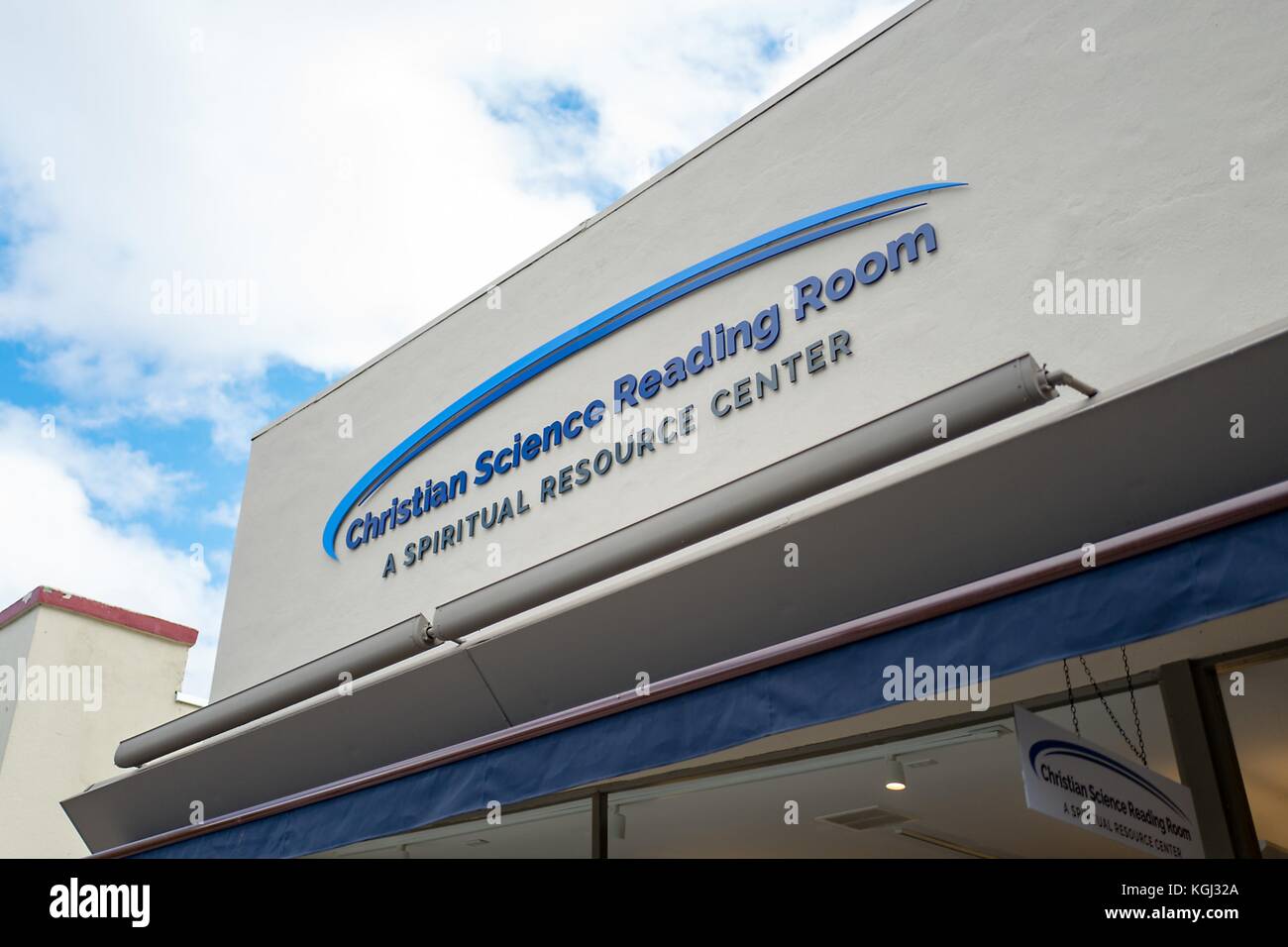 Signage on the facade of Christian Science Reading Room in Silicon ...