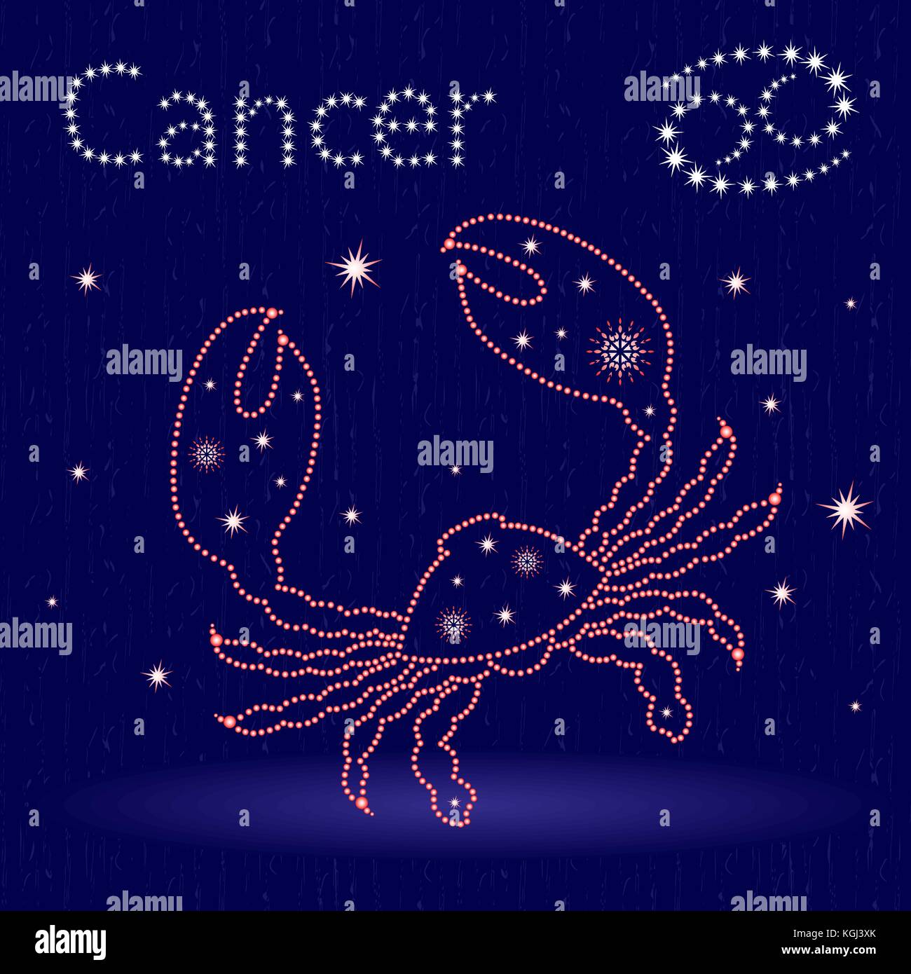 Zodiac Sign Cancer On The Starry Sky Hand Drawn Vector Illustration