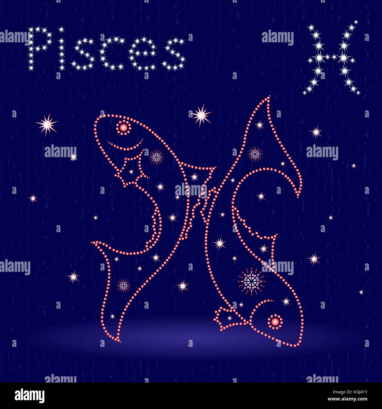 Zodiac Sign Pisces On The Starry Sky Hand Drawn Vector Illustration