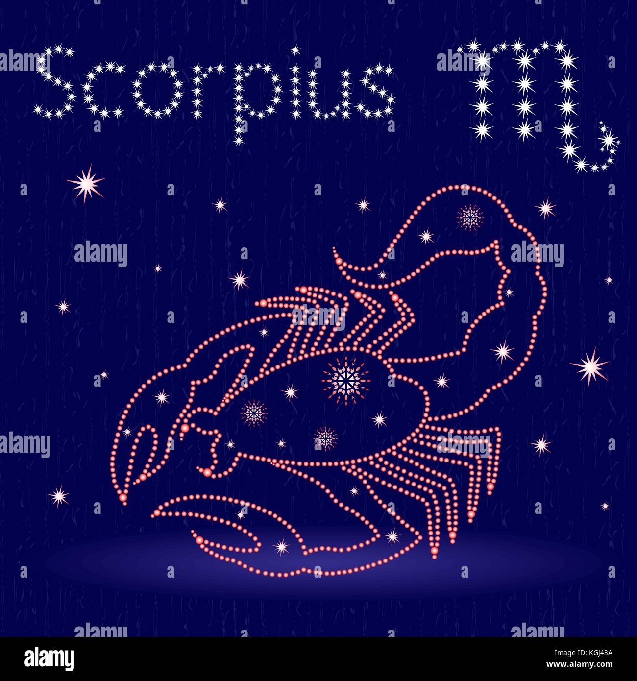 Zodiac sign Scorpius on the starry sky, hand drawn vector illustration ...