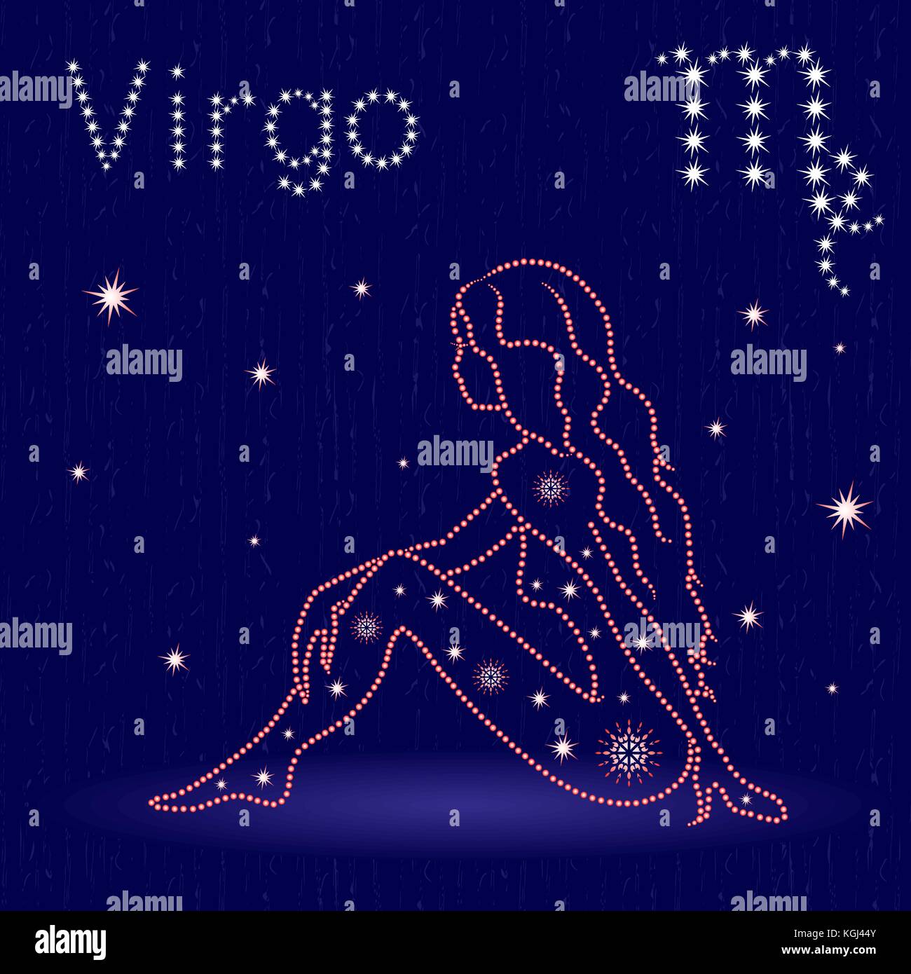 Zodiac Sign Virgo On The Starry Sky Hand Drawn Vector Illustration