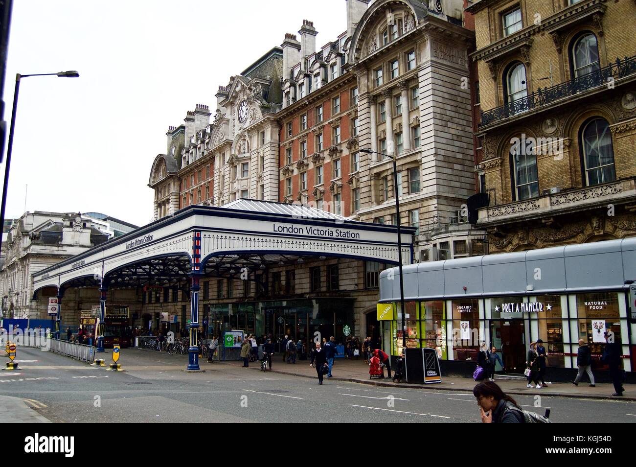 View of main entrance to Victoria Station on a quiet morning, London ...