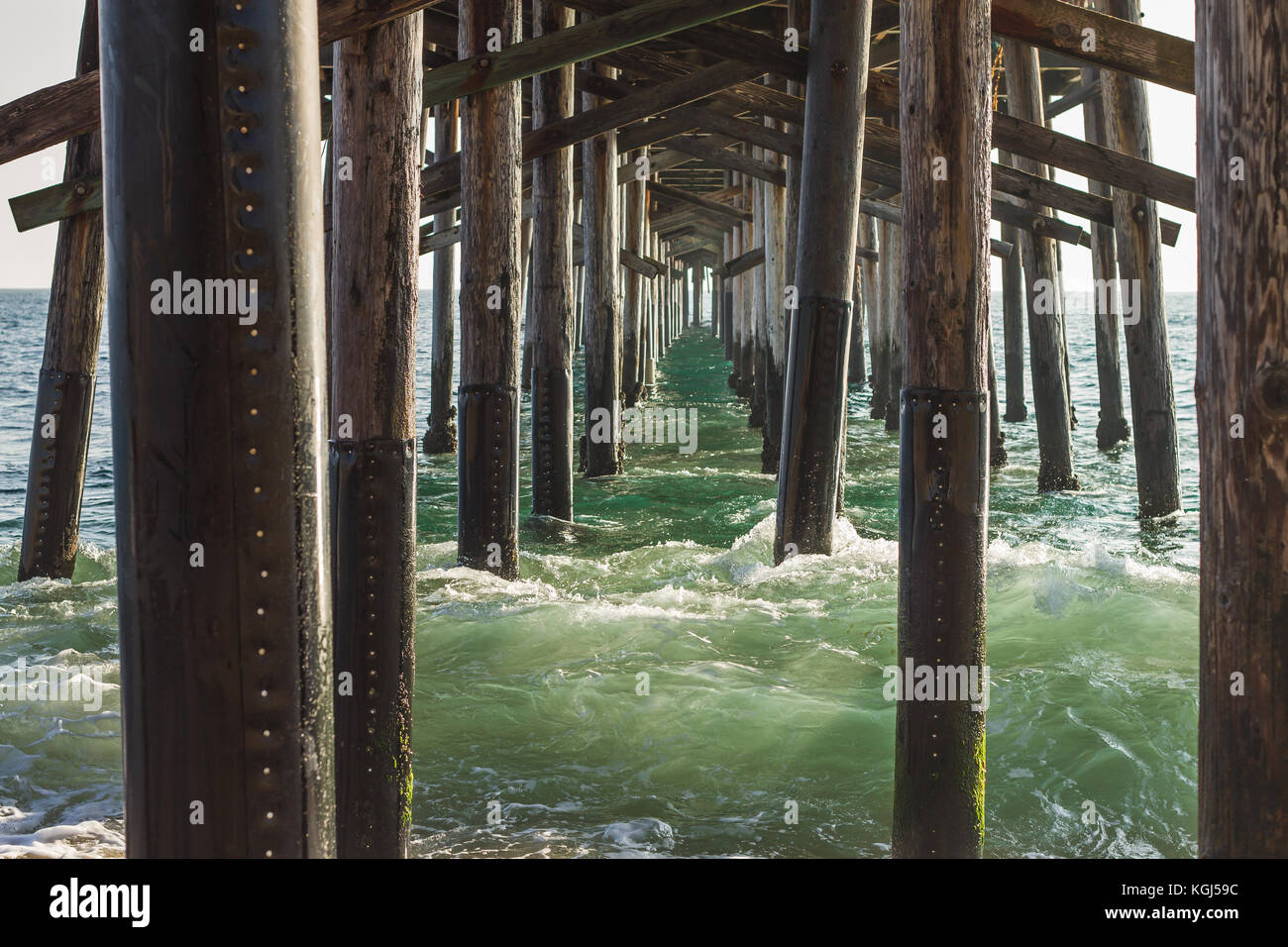 Classic perspective of being under a pier. Taken at Newport Beach, CA ...