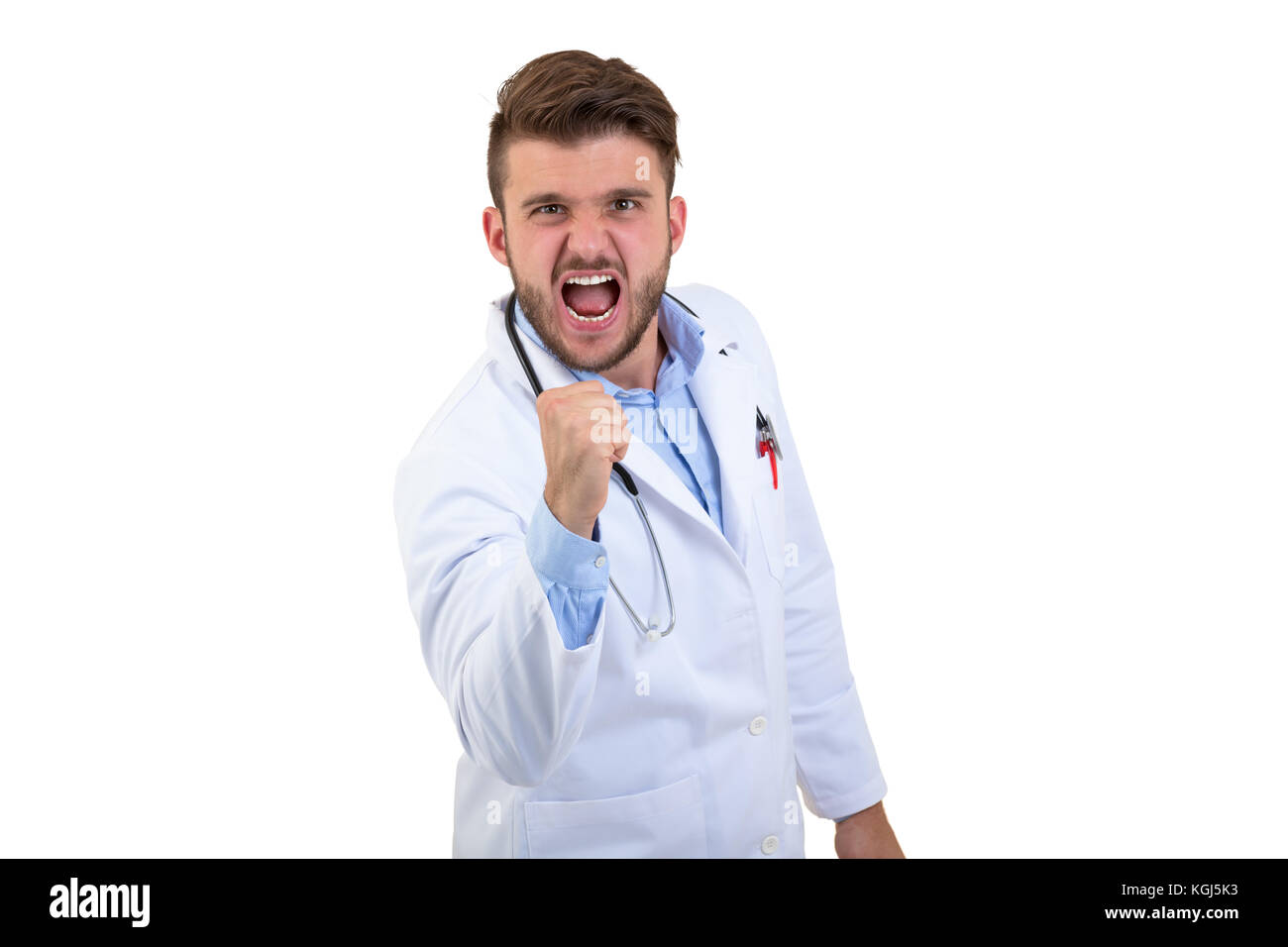 Young Frustrated doctor over isolated white background Stock Photo - Alamy