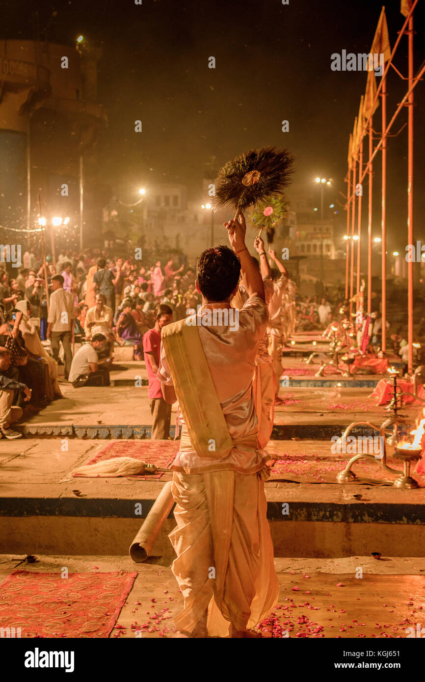 Sunset ganges puja hi-res stock photography and images - Alamy