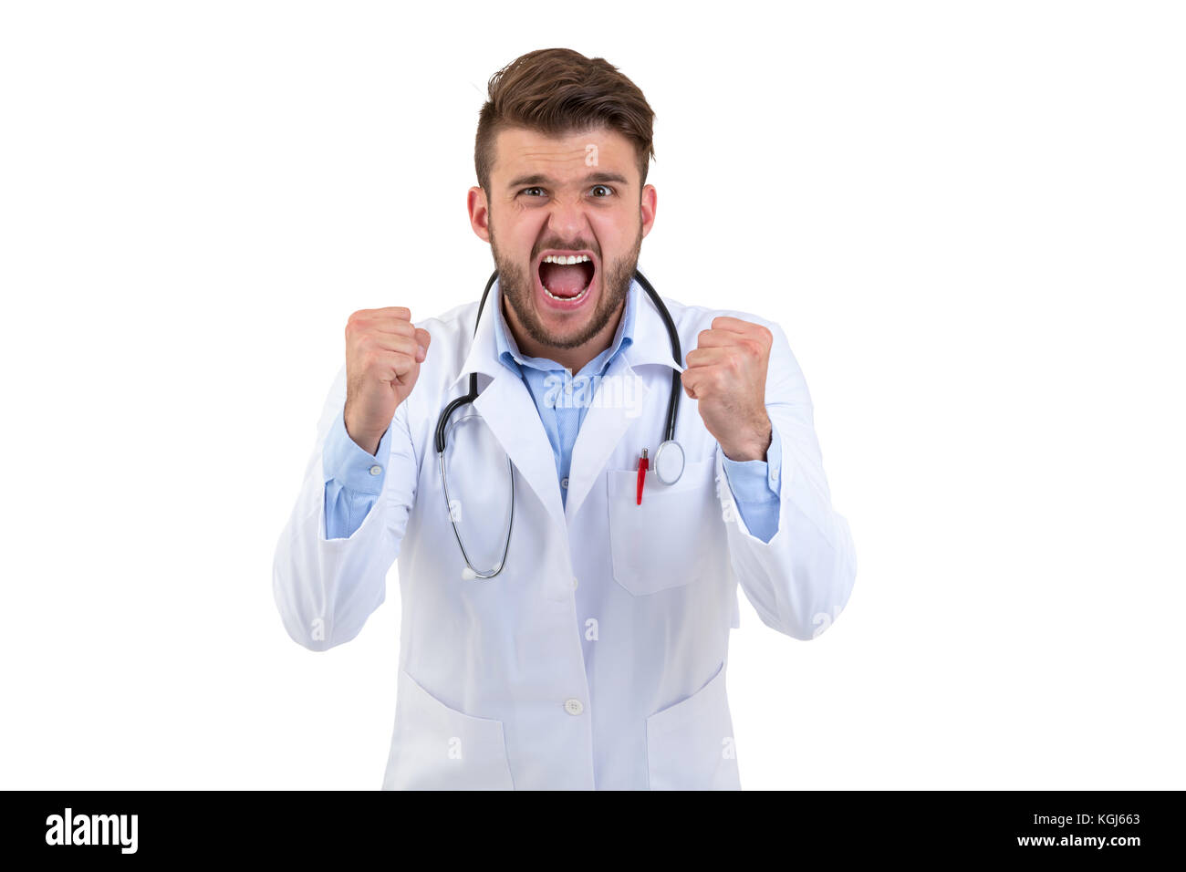 Young Frustrated doctor over isolated white background Stock Photo - Alamy