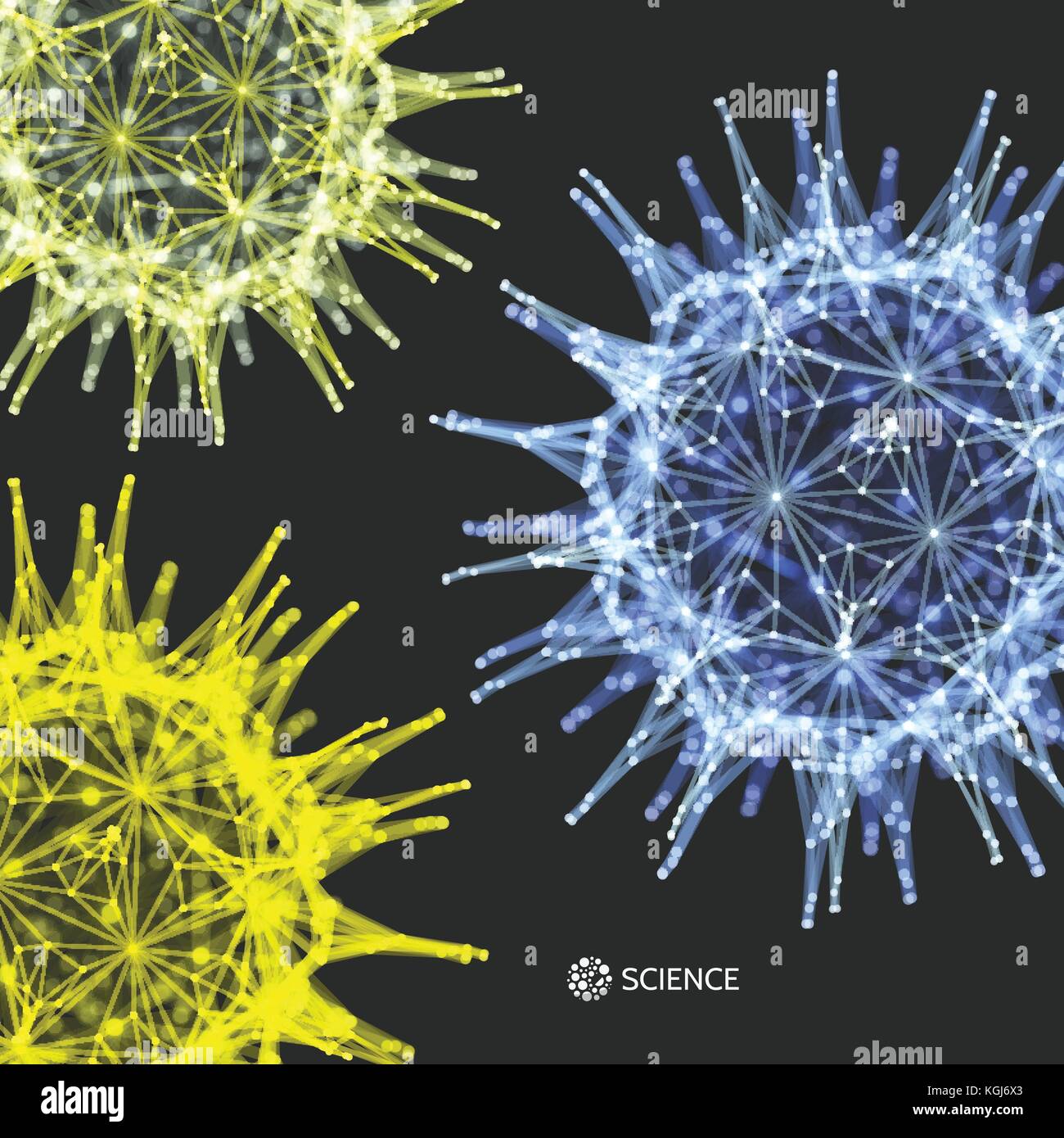 Sphere with Connected Lines and Dots. Glowing Grid. Connection ...