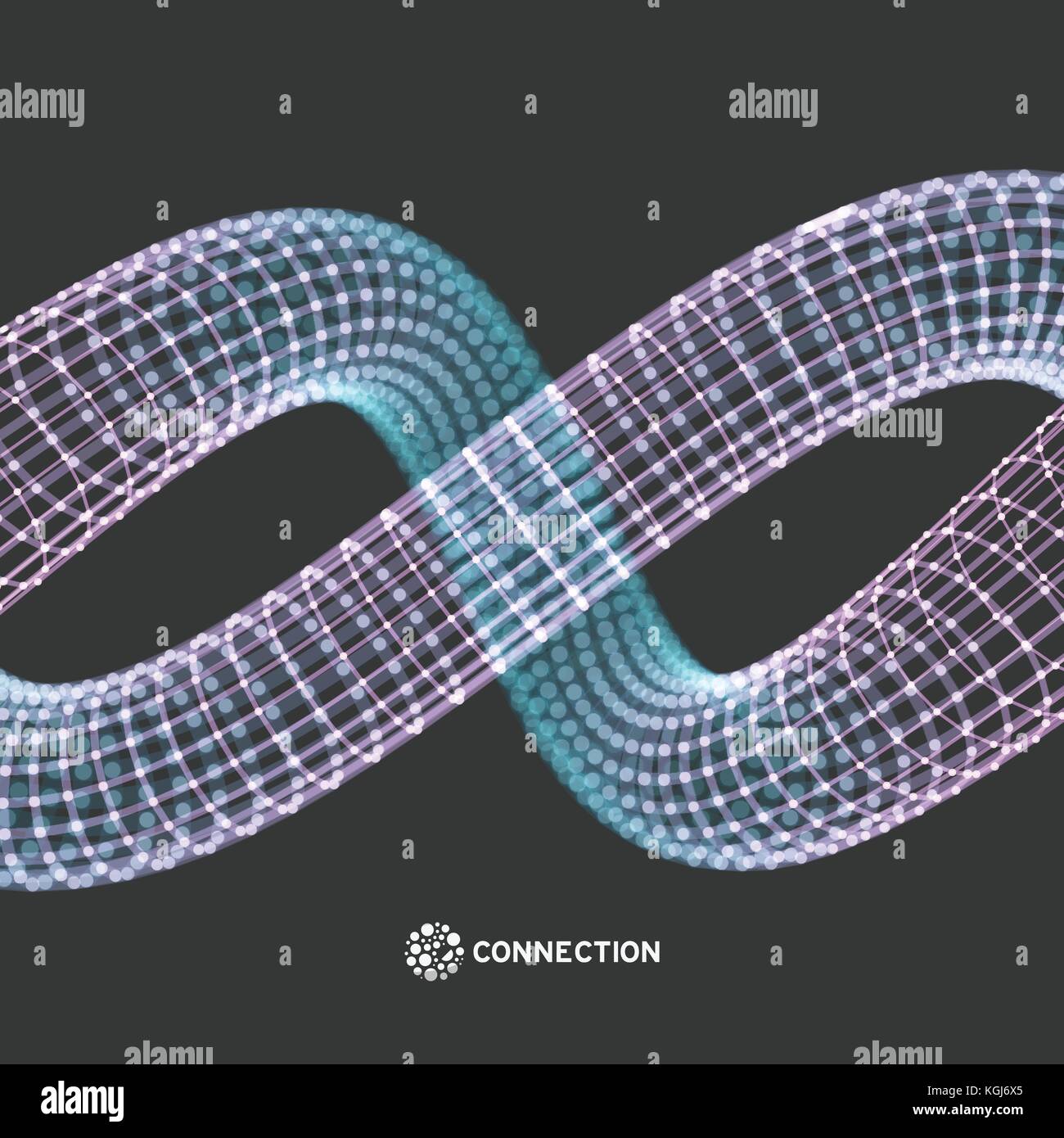 Spiral. 3d Vector Illustration. Wireframe Connection Structure ...