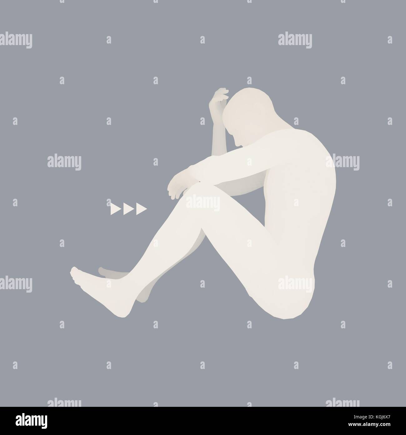 Man Thinks about a Problem. Despair, Depression, Hopelessness, Addiction Concept. 3D Model of ...