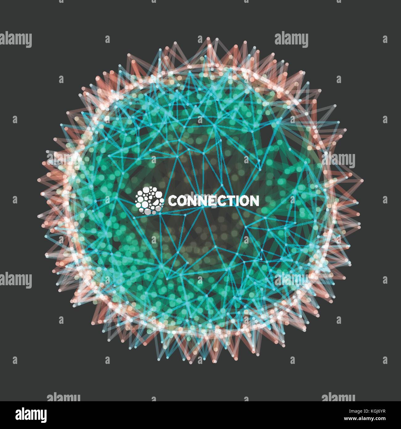 Sphere with Connected Lines and Dots. Glowing Grid. Connection ...
