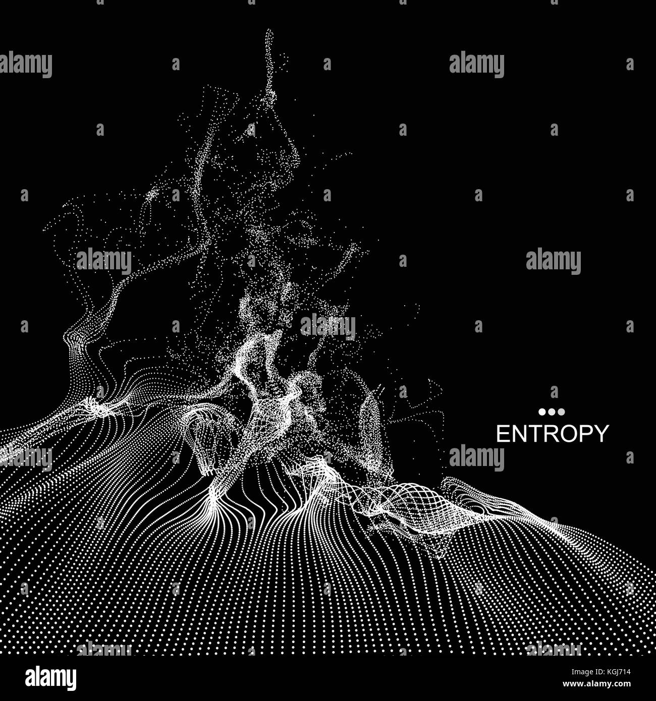 Array with Dynamic Emitted Particles. Water Splash Imitation. Abstract Background. Vector ...