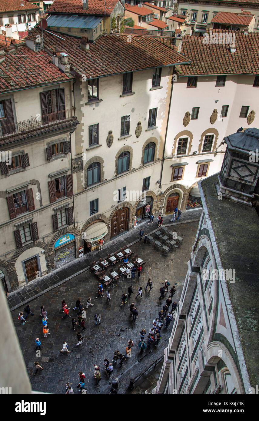 Florence street scene viewed from the elevated position on Duomo Stock ...