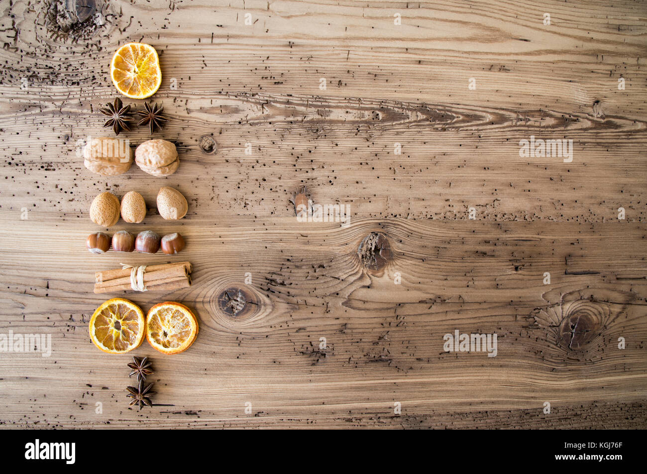 Food Flat Lay, Fruits And Nuts, Copy Space, Rustic Background Stock ...