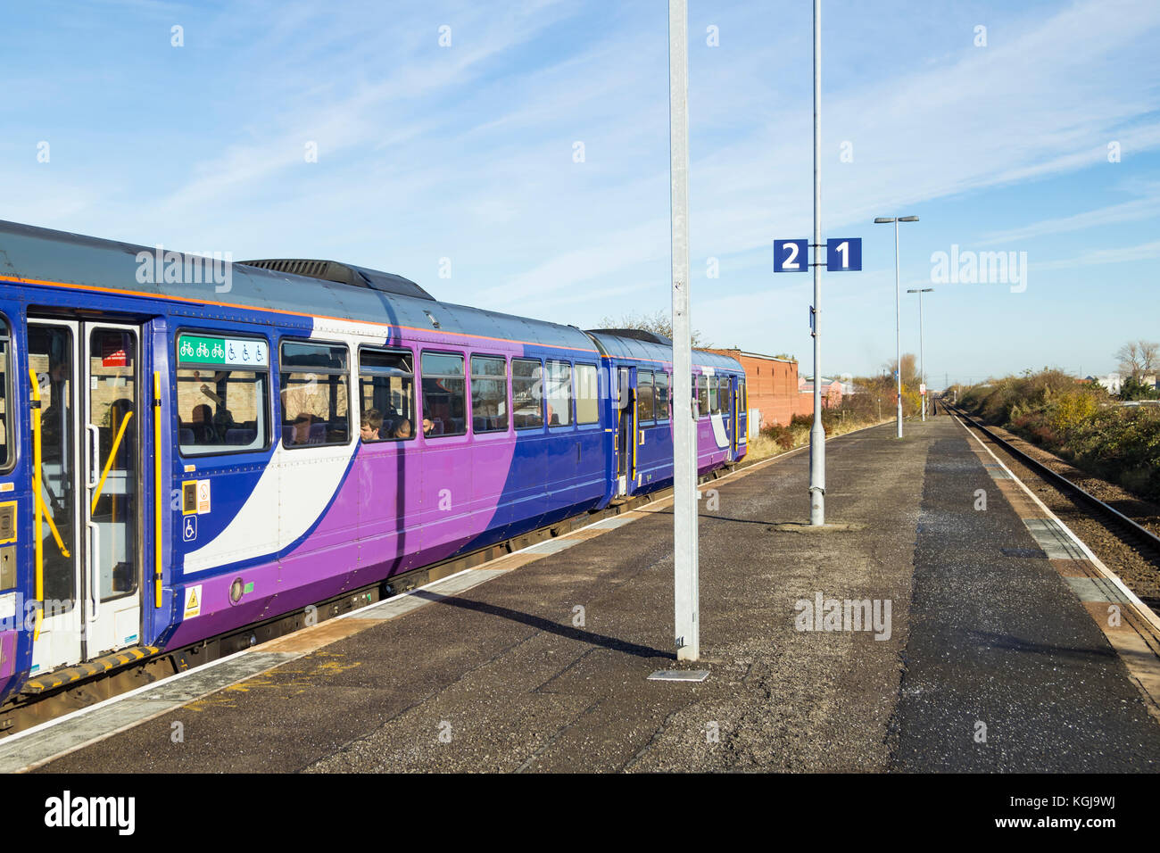 Northern Rail train at Billingham station, north east England. UK Stock ...