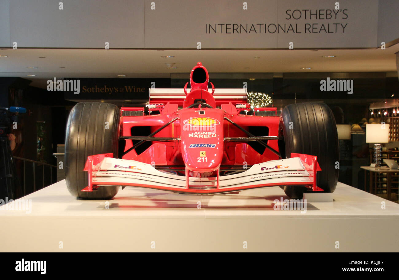 New York, USA. 3rd Nov, 2017. The Ferrari Formula 1 race car in which ...