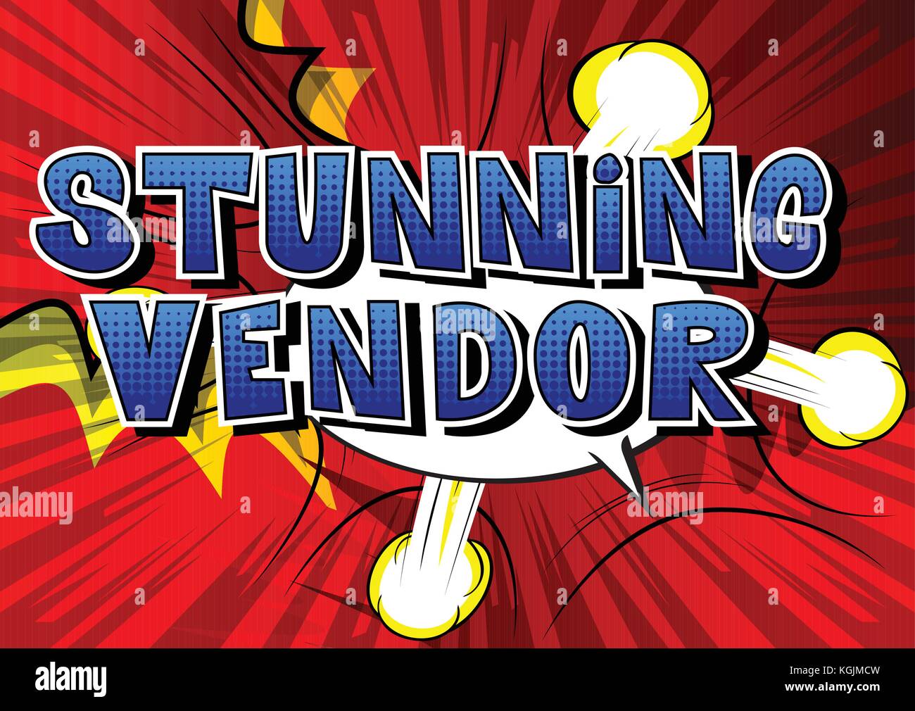Stunning Vendor - Comic book style word on abstract background Stock ...