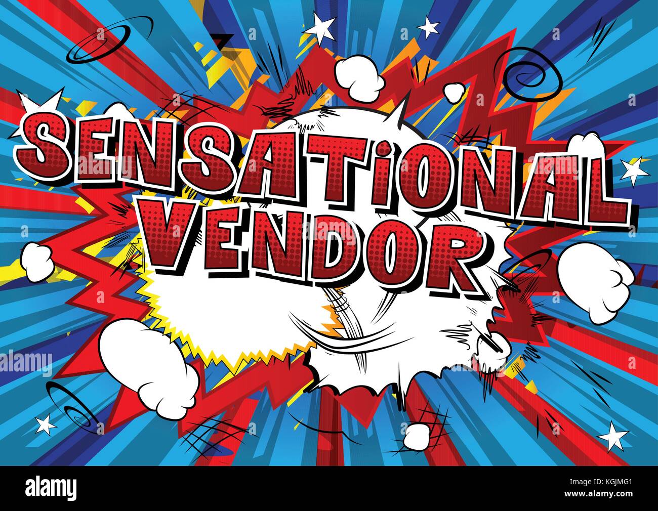 Sensational Vendor - Comic book style word on abstract background Stock ...