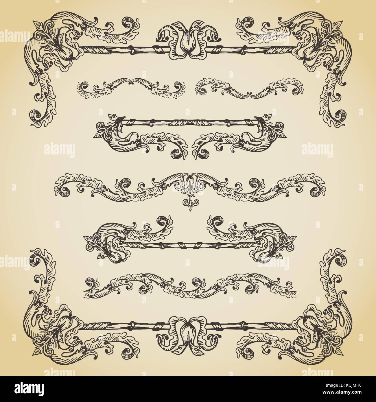 Engraved decorative borders Stock Vector Images - Alamy
