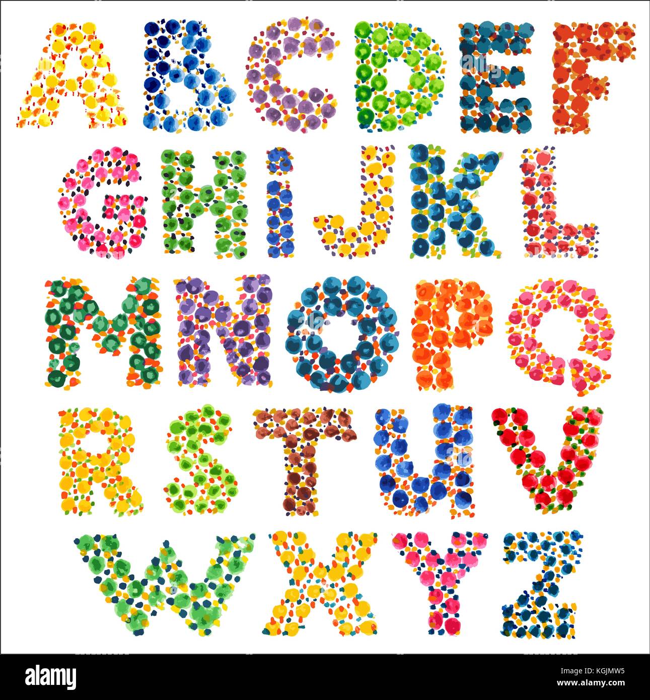 Colorful funny dotted alphabet Stock Vector Image & Art - Alamy