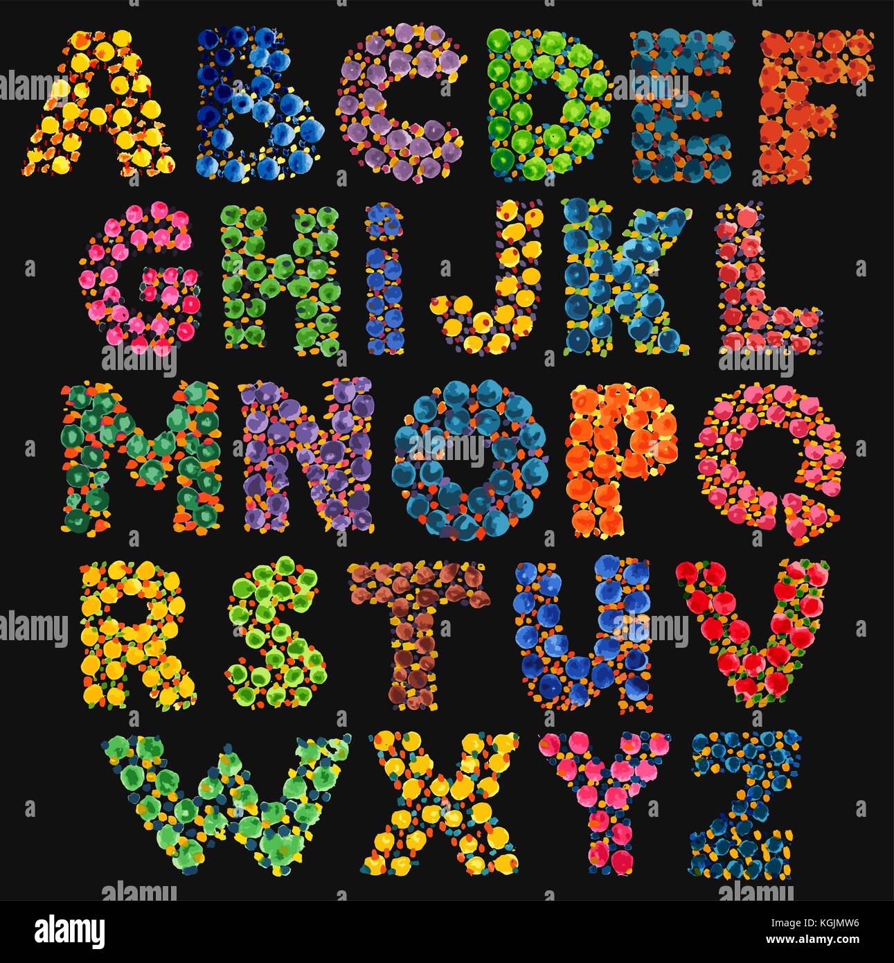 Colorful funny acid alphabet on black Stock Vector Image & Art - Alamy