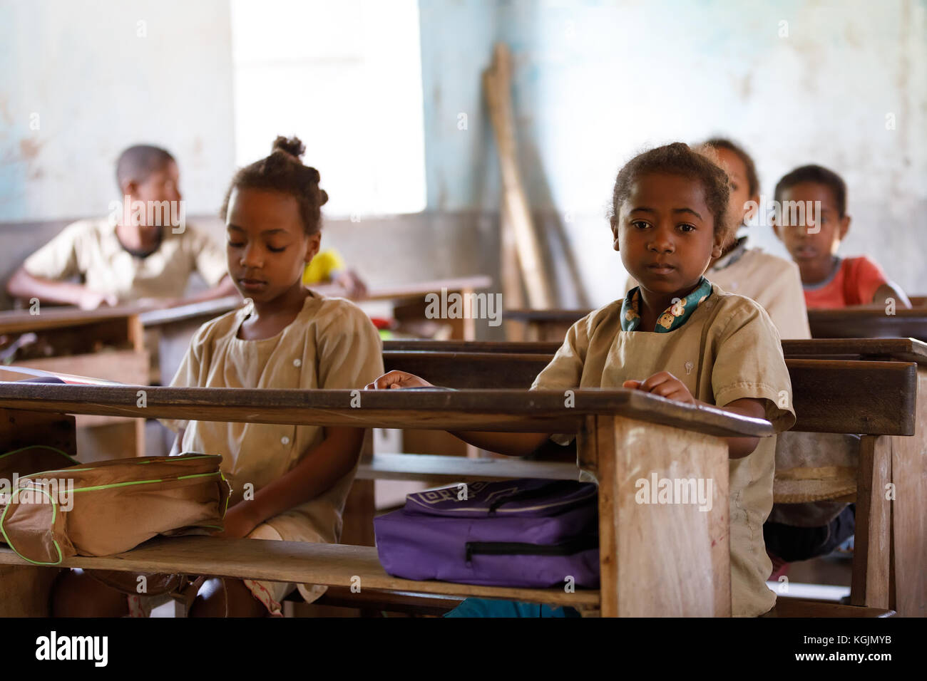 MADAGASCAR OCTOBER 17.2016: Malagasy school children students in ...