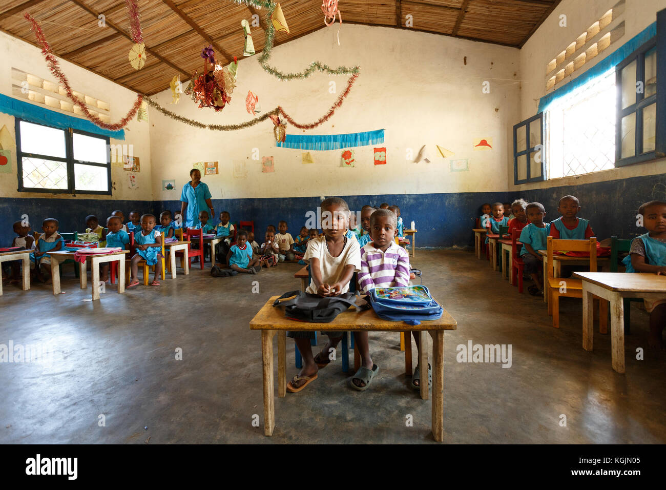 MADAGASCAR OCTOBER 17.2016: Malagasy school children students in rural ...