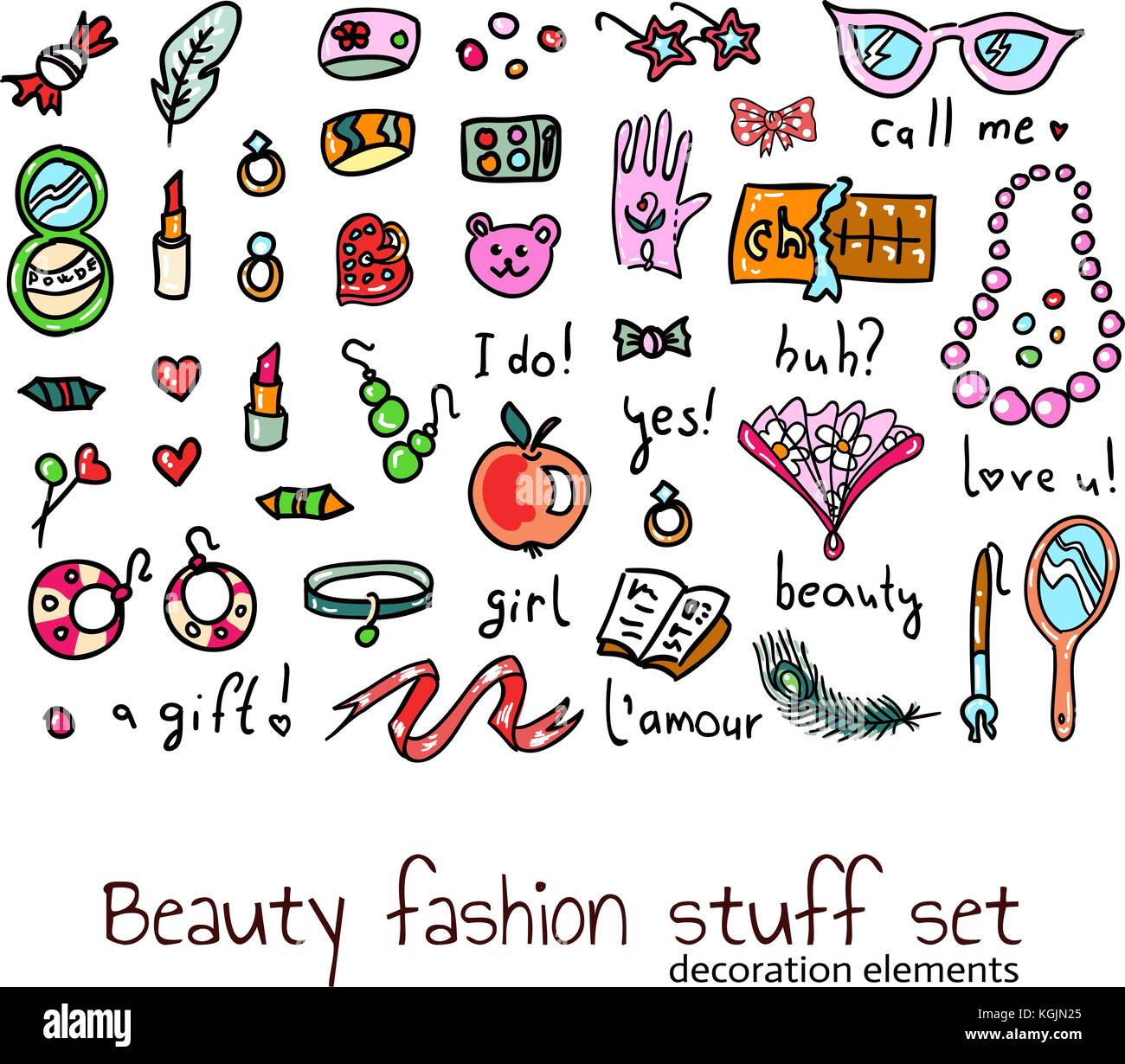 fashion and beauty women accessories elements set Stock Vector Image ...